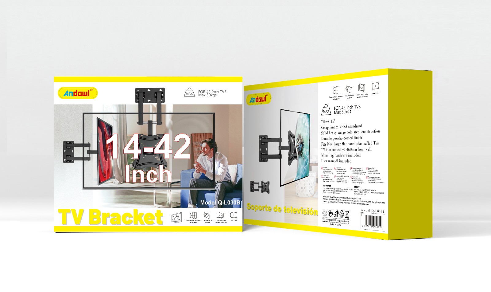 TV BRACKET MOVABLE 14-42 INCH 50KG Q-L030B – Control